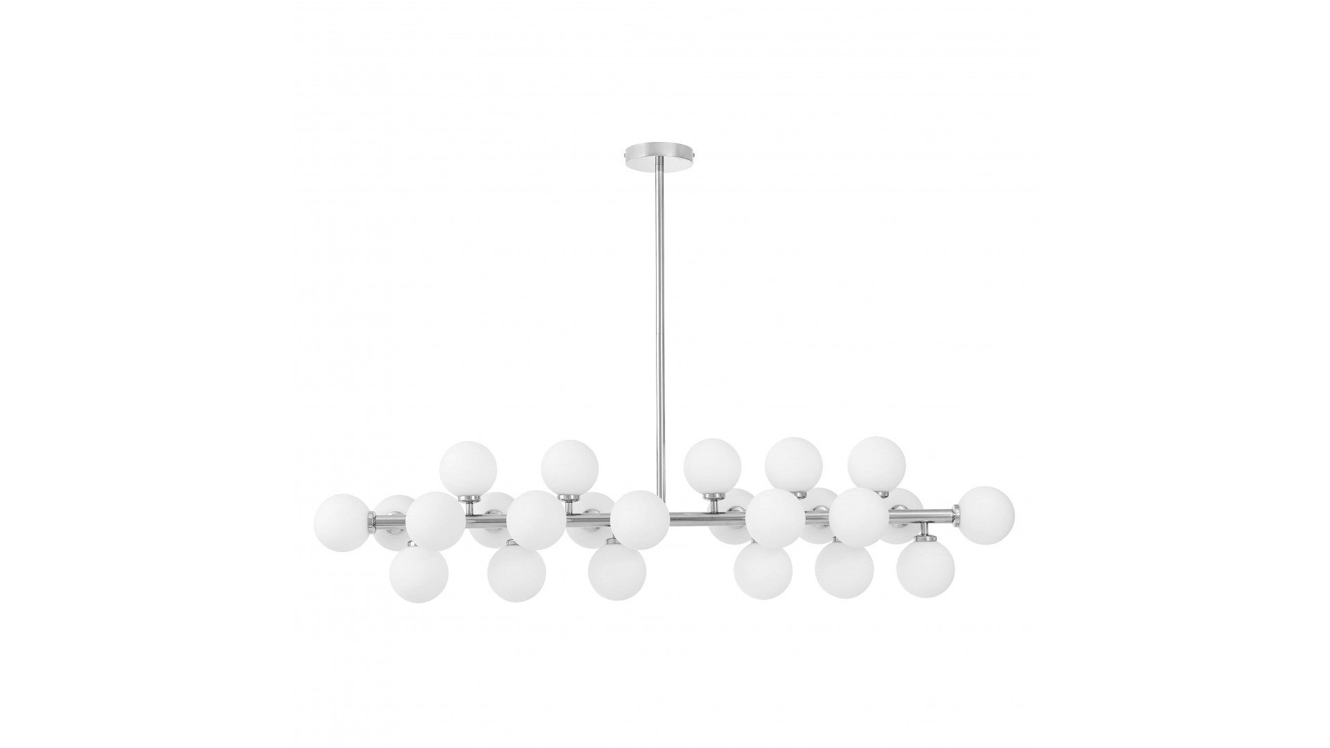 LAMPA WISZĄCA SUFITOWA NOWOCZESNA CHROMOWANA BIAŁE KULE BONIO 6 Lumina ...